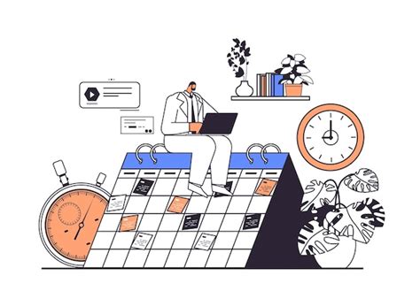 Premium Vector Businessman Planning Day Scheduling Appointment Agenda Meeting Plan Time