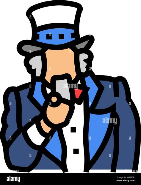 Uncle Sam Pointing Pose Color Icon Vector Illustration Stock Vector