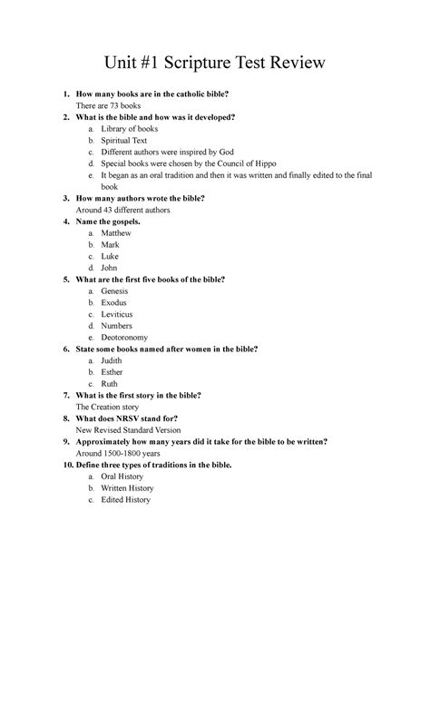 Unit Scripture Test Review Unit Scripture Test Review How Many Books Are In The