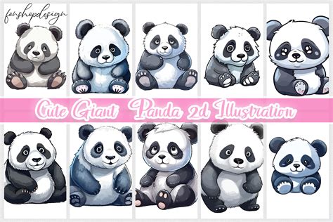 Cute Giant Panda 2d Illustration Graphic By Fonshopdesign · Creative