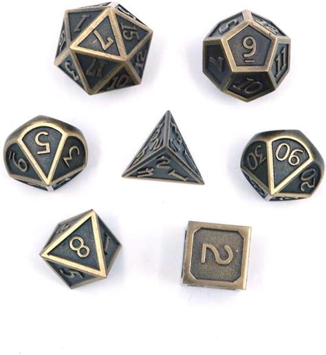 Dollatek 7 Pcs Metal Dice Set Dnd Game Polyhedral Solid Metal Dandd Dice