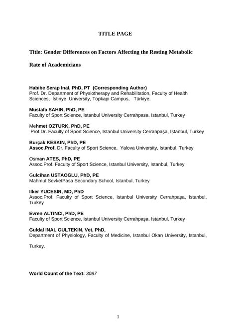 Pdf Title Page Title Gender Differences On Factors Affecting The