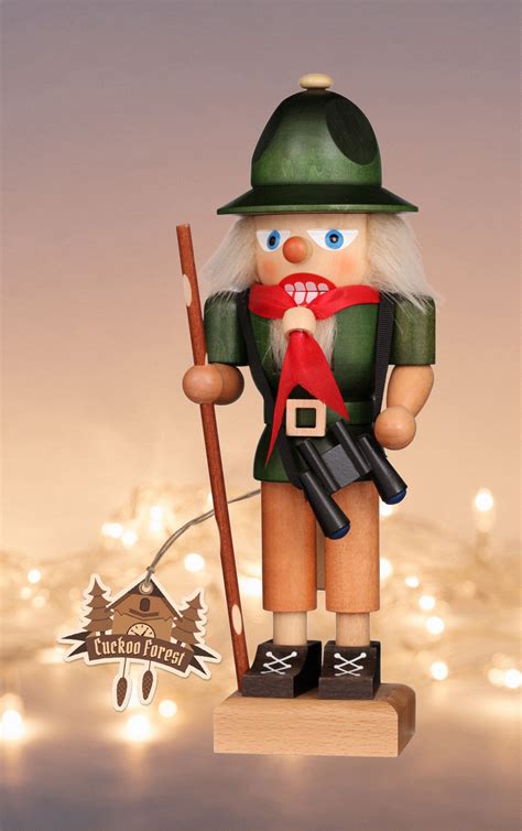 German Nutcracker Boy Scout In Authentic Scout Outfit And Hat In Green