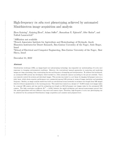 Pdf High Frequency In Situ Root Phenotyping Achieved By Automated