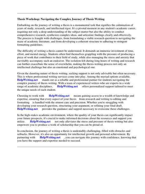Thesis Workshop Pdf Thesis