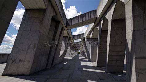 Massive Concrete Structure Displays Bold Geometric Lines And Shadows In