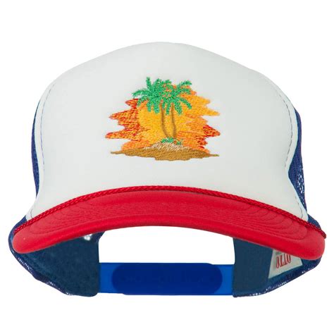 Express Yourself With Palm Trees With Sunset Embroidered Foam Front