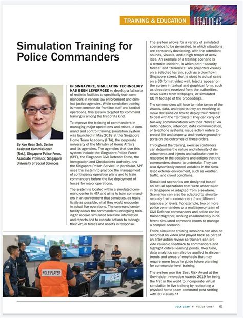 I Contributed An Article On Simulation Training For Police Commanders In Police Chief Magazine