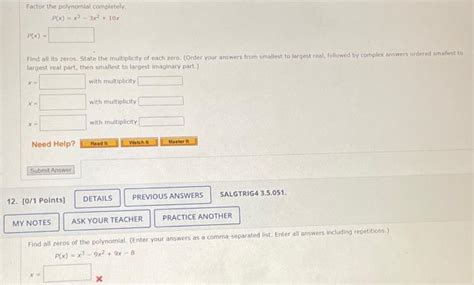 Solved Factor The Polynomial Completely Pxx3−3x210x