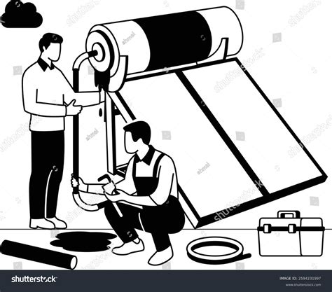 Steamfitter Fixing Thermosiphon Passive Heat Vector Stock Vector