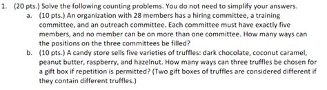 Solved Pts Solve The Following Counting Problems Chegg Com