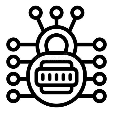 Digital Lock Icon Outline Vector Safety Police Stock Vector Illustration Of Data Electronic