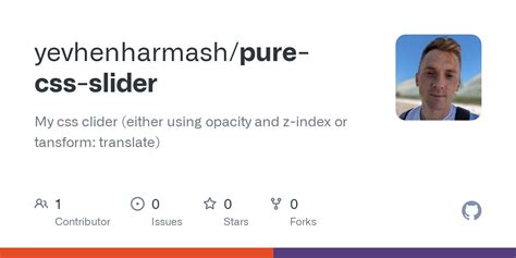 GitHub Yevhenharmash Pure Css Slider My Css Clider Either Using Opacity And Z Index Or