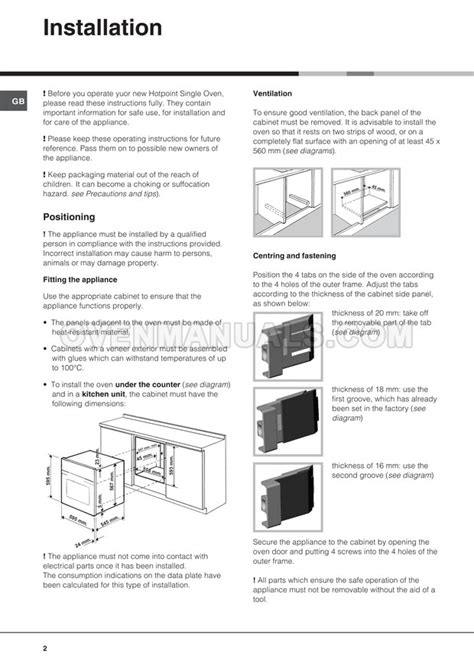 Hotpoint Sy36b Oven Operating Instructions
