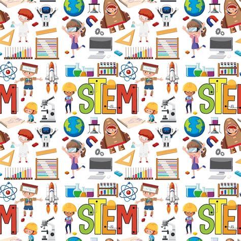 Premium Vector Colourful Stem Education Seamless Background