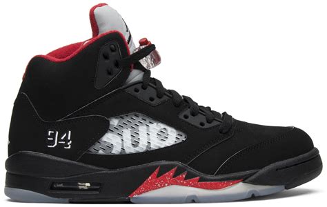 Buy Supreme X Air Jordan 5 Retro Black 824371 001 Goat