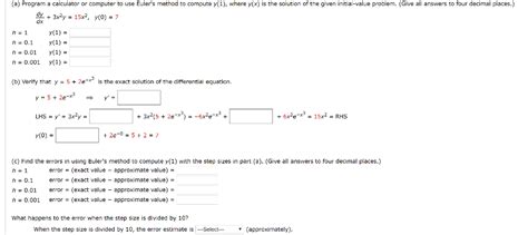 solved a program a calculator or computer to use euler s