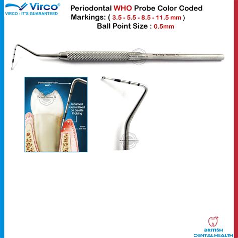 Dental Periodontal Who Probe Color Coded Measuring Bpr Psr Color Probe