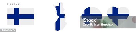 핀란드 국기 다른 모양 아이콘 세트 플랫 벡터 일러스트 레이 션 공휴일에 대한 스톡 벡터 아트 및 기타 이미지 공휴일 관광 국가 관광명소 Istock