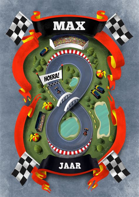 Hoera 8 Jaar Racebaan Kaart Kaartje2go