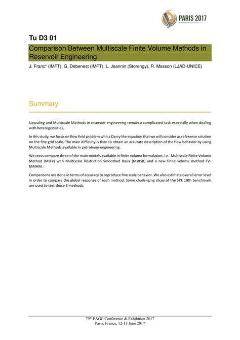 Pdf Comparison Between Multiscale Finite Volume Methods In Reservoir Engineering