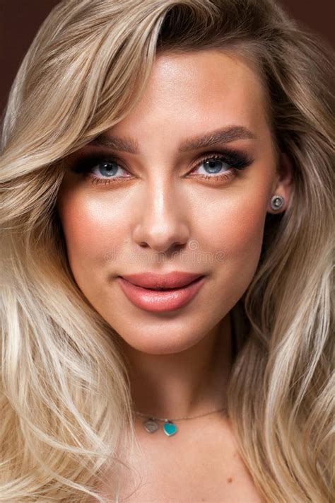 Young Model With Professional Make Up And Blond Hair Stock Image