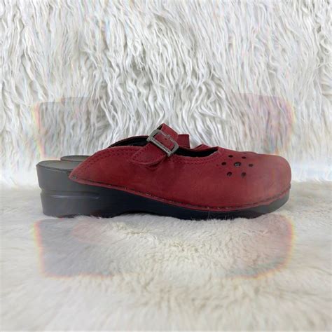 Dansko Shoes Ruby Red Leather Punch Out Platform Clogs Poshmark