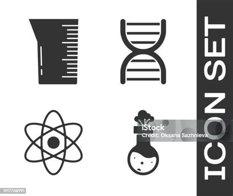 테스트 튜브 및 플라스크 화학 물질 실험실 유리 제품 또는 비커 원자 및 Dna 기호 아이콘을 설정합니다 벡터 Dna에 대한 스톡 벡터 아트 및 기타 이미지 Istock