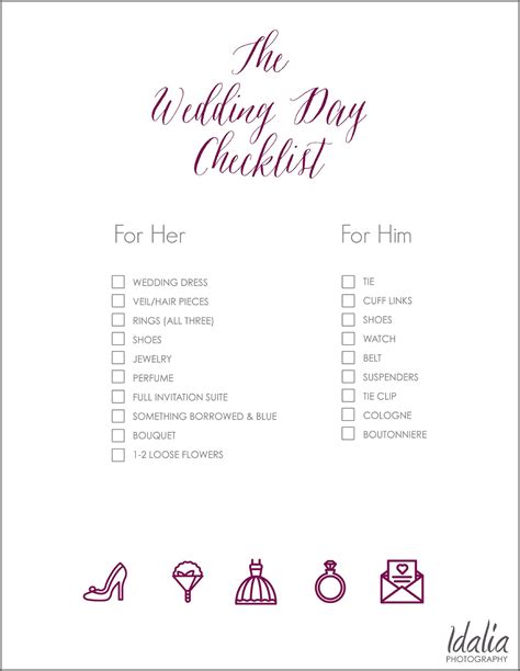 Wedding Day Checklist At Tarcoralineblog Blog