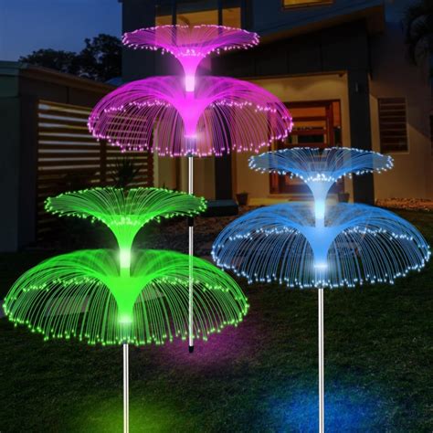 Fiber Optic Outdoor Lighting Solar Garden Light Colorful Fiber Optic