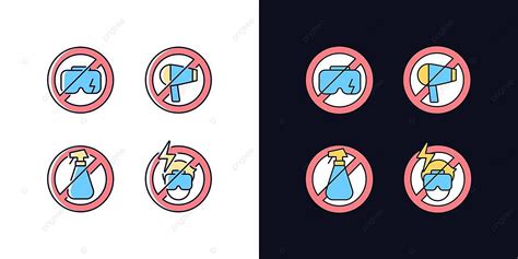 Manual Label Icons Set For Vr Headset Care With Rgb Colors And