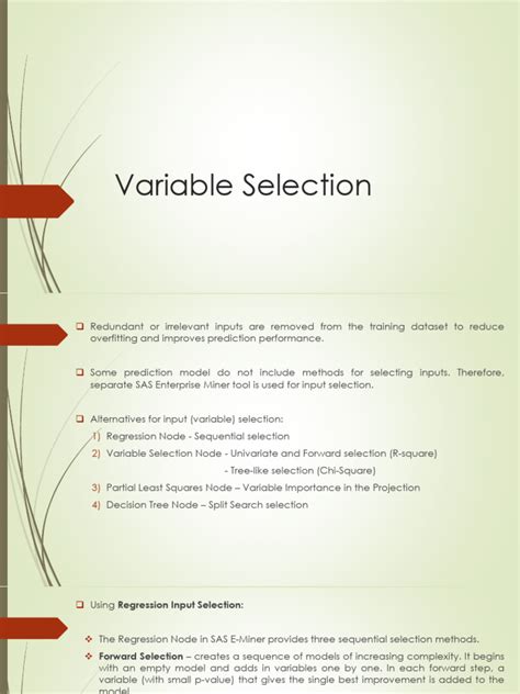 Lecture 5 Variable Selection Categorical Input Consolidation