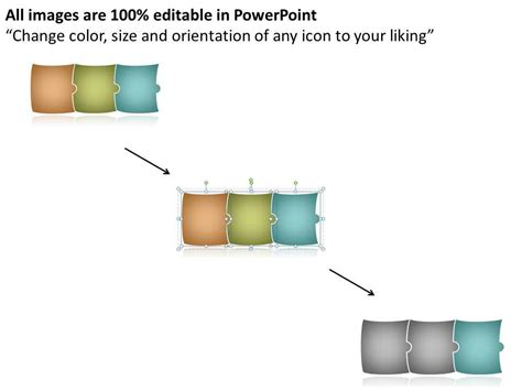 Puzzle Linear Flow Process 3 Stages Presentation Graphics