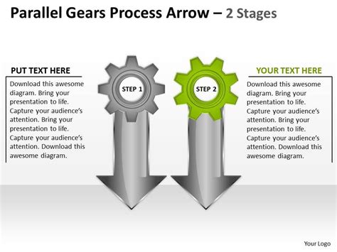 Parallel Gears Process Arrow Stages PowerPoint Slide Template Presentation Templates PPT