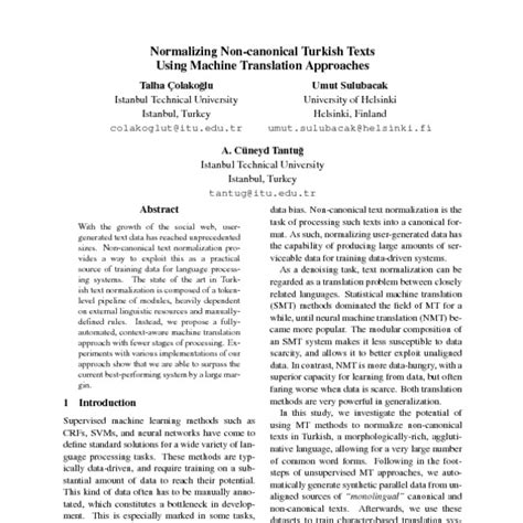 Normalizing Non Canonical Turkish Texts Using Machine Translation