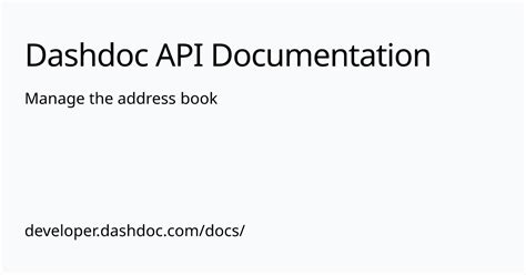 manage the address book dashdoc api documentation