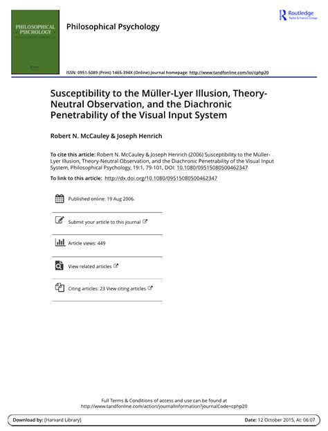 Susceptibility To The Müller Lyer Illusion Theory Neutral Observation