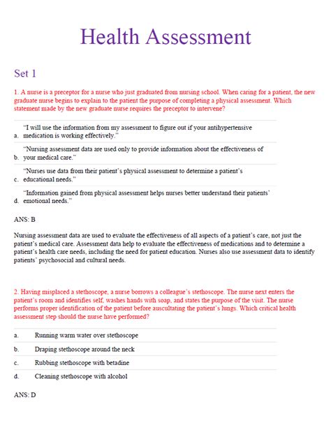 Fundamentals Of Nursing Health Assessment Exam Questions Schootex