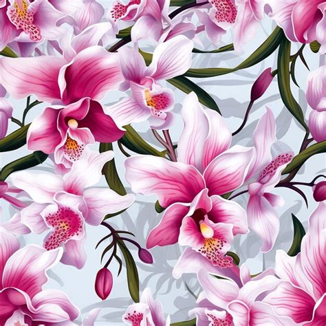 Premium Ai Image Orchid Pattern For Fabric
