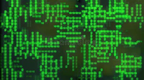 3d illustration color bytes of binary code flying through stock
