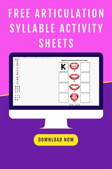 syllable level articulation visual cue sheet thedabblingspeechie