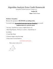 Algorithm Analysis Extra Credit HW Docx Algorithm Analysis Extra Credit Homework Spring