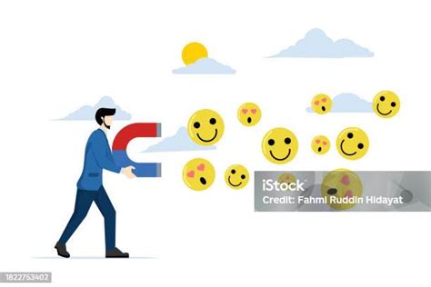 소셜 미디어 마케팅 개념 자석이 있는 매력적인 이모티콘 캐릭터 소셜 네트워크에서의 인기 인플루언서 기호와 같은 매력적인 자석을