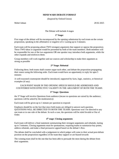 Debate Structure For 05 03 2025 Pdf Pdf Argument Logic