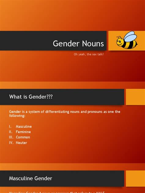 Gender Nouns Oh Yeah The Sex Talk Pdf Grammatical Gender Noun