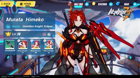 Murata Himeko Stats Honkai Impact 3rd Hoyolab