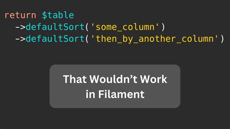 Filament Defaultsort By More Than One Column Youtube