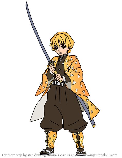 How To Draw Zenitsu Agatsuma From Demon Slayer Demon Slayer Step By
