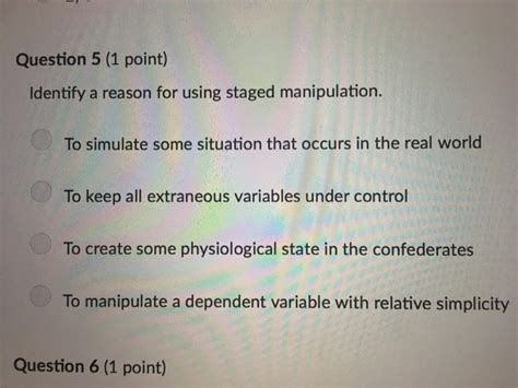 Solved Question 5 1 Point Identify A Reason For Using