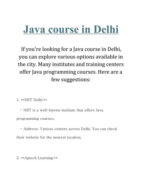 ppt java course in delhi 2 powerpoint presentation free download
